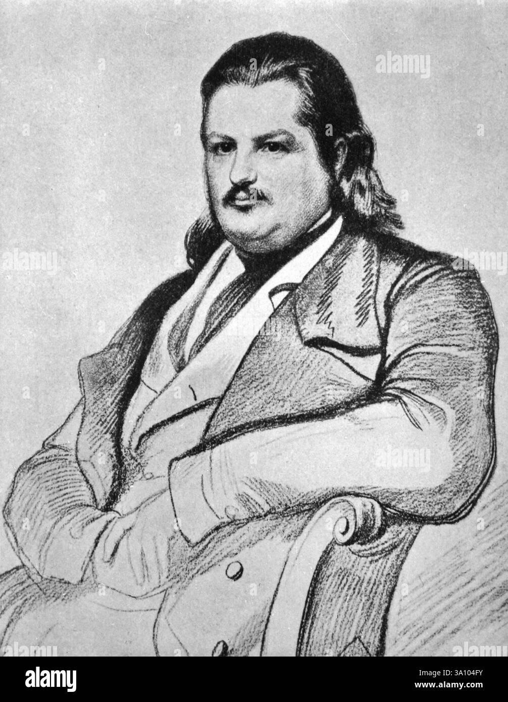 French novelist and playwright Honore de Balzac, illustration 1800s ...