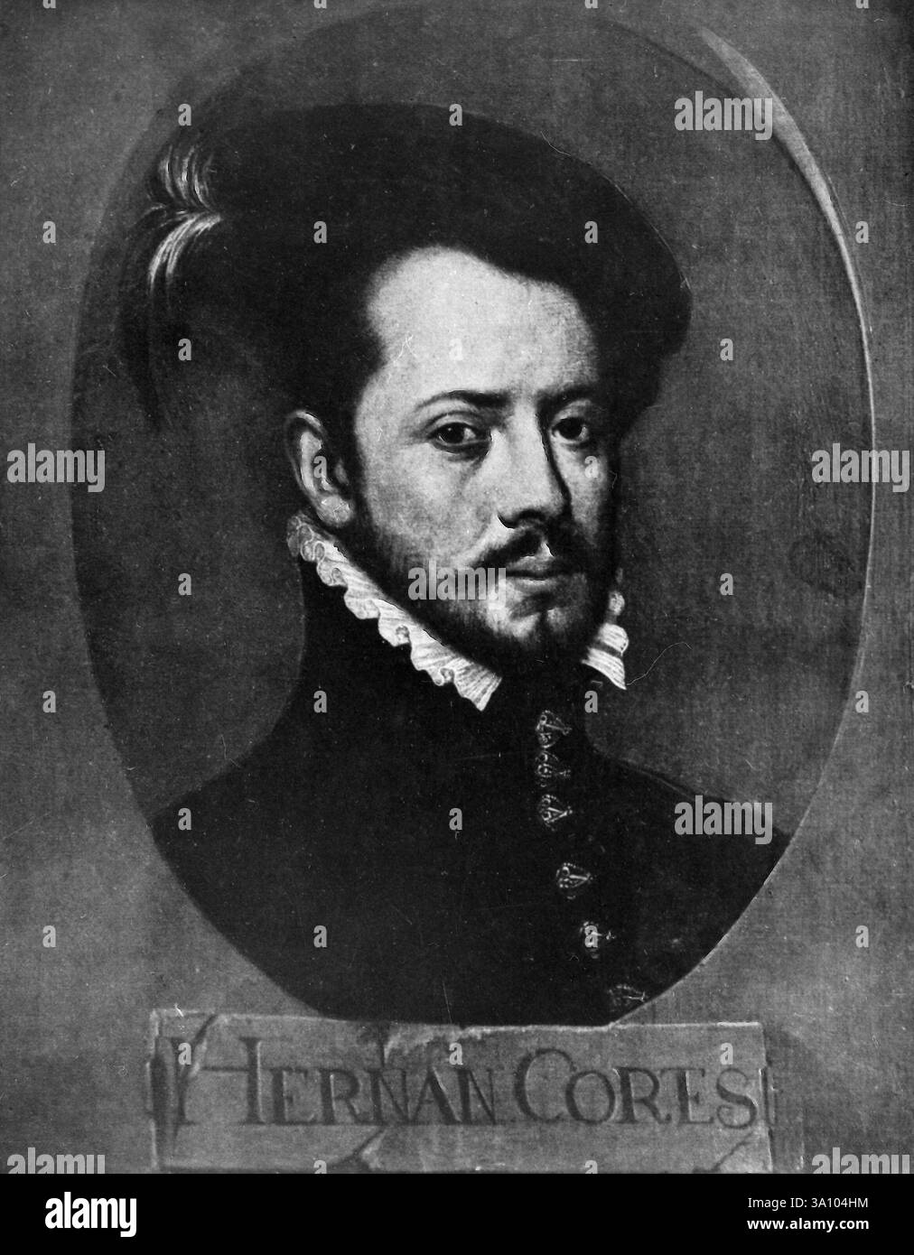 Portrait of Spanish conquistador Hernan Cortes, painting 1500s Stock ...