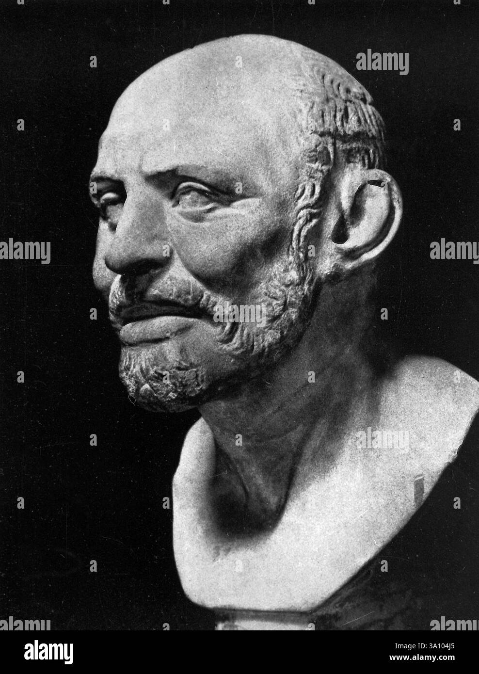 Greek philosopher Democritus bust, ancient marble head statue, 300s BC ...