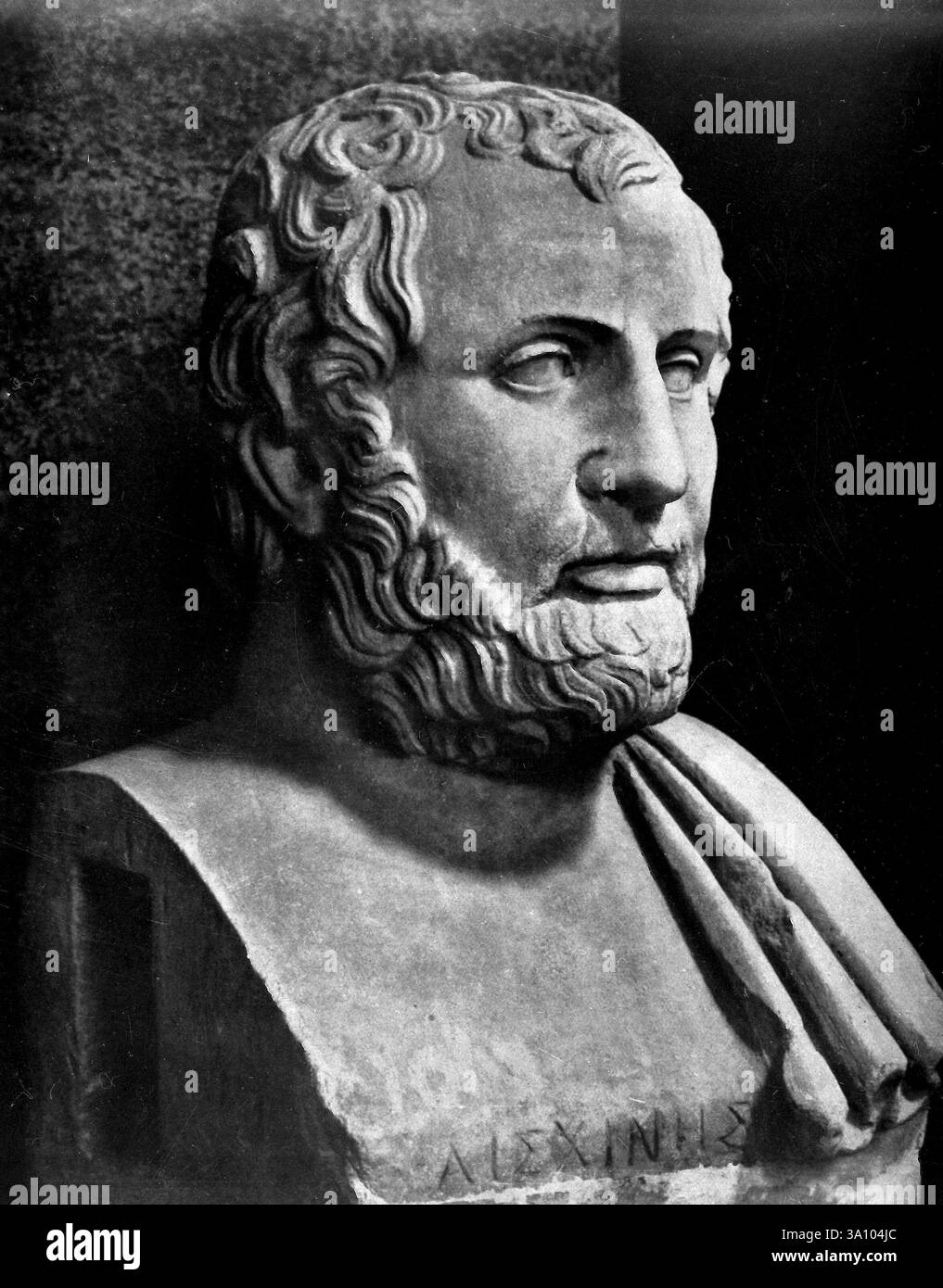 Greek statesman Aeschines bust, marble head statue, 300s BC Stock Photo ...