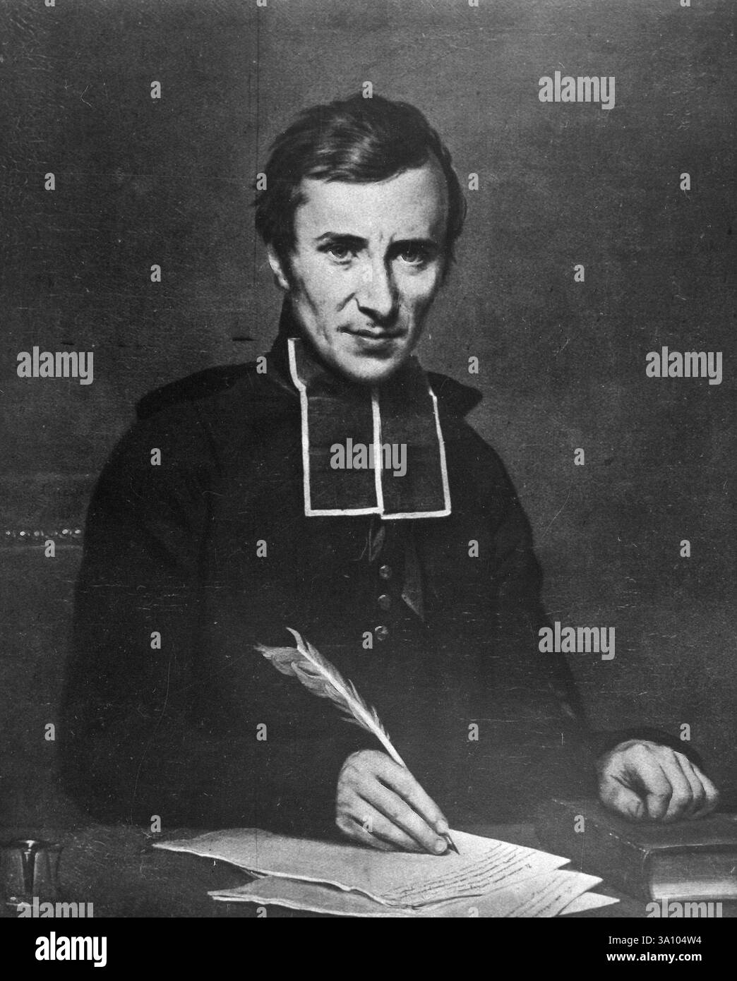 French priest and philosopher Felicite de La Mennais, painting 1800s ...