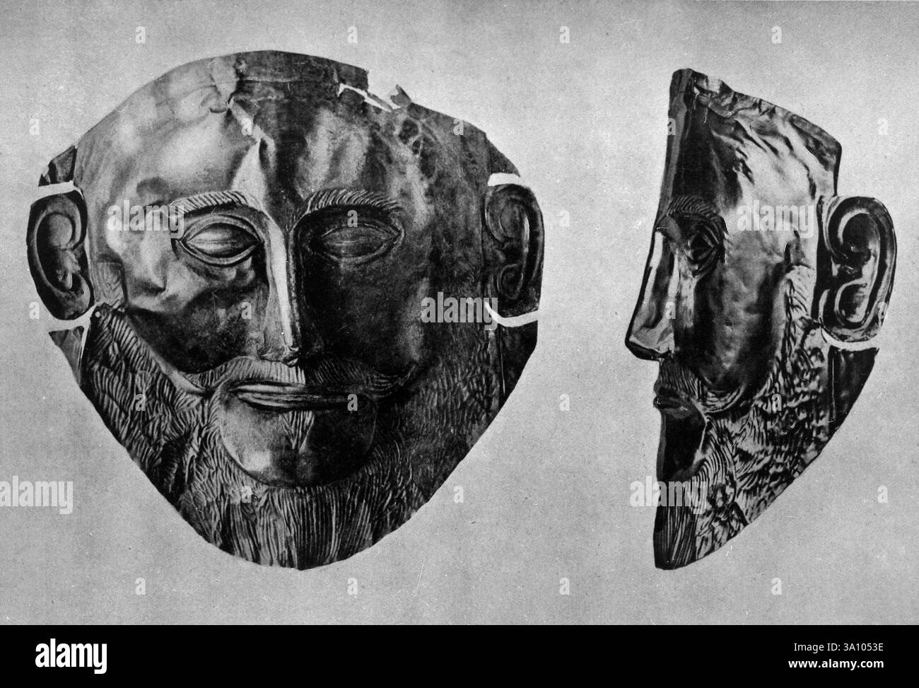 Agamemnon, King of Mycenae of Argos, gold funerary mask, 1500 BC Stock ...