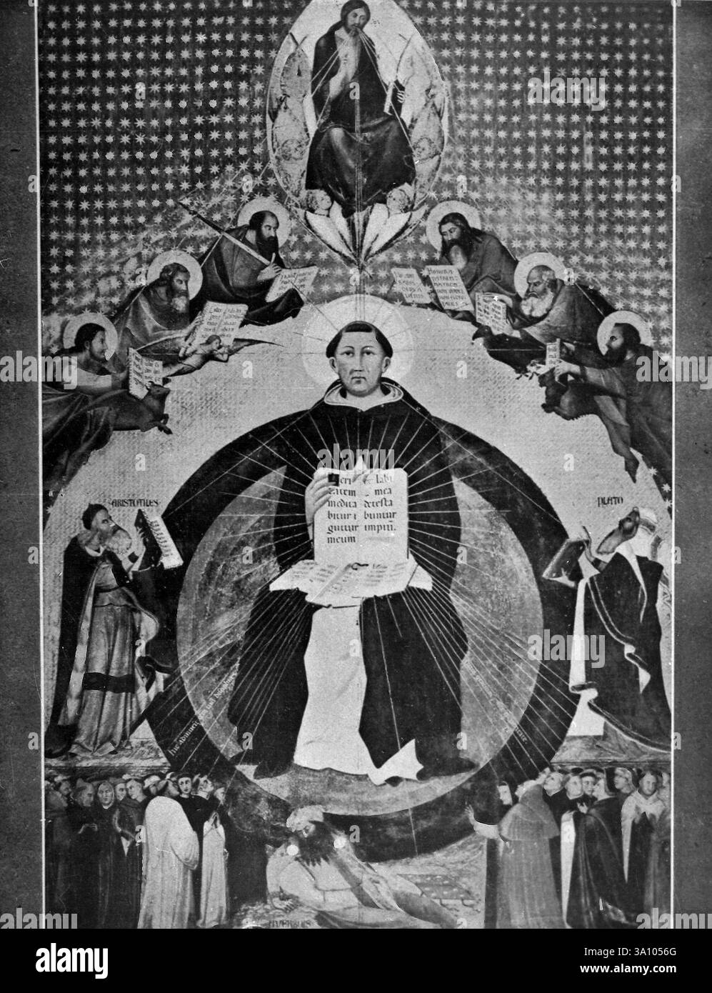 Italian philosopher and Dominican frair Thomas Aquinas, painting 1300s ...