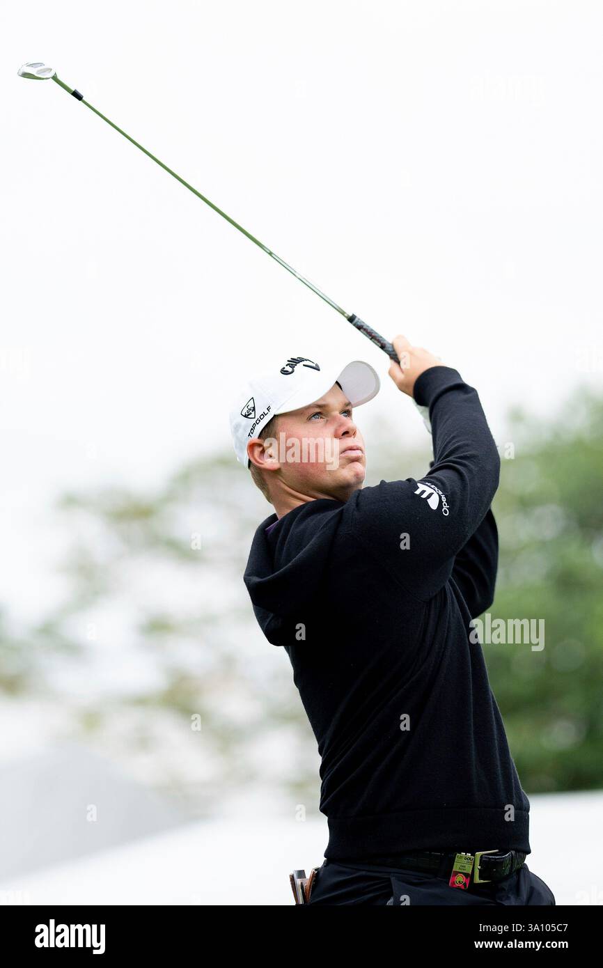 Caleb Surratt of Legion XIII hits his shot from the fairway on the 17th ...