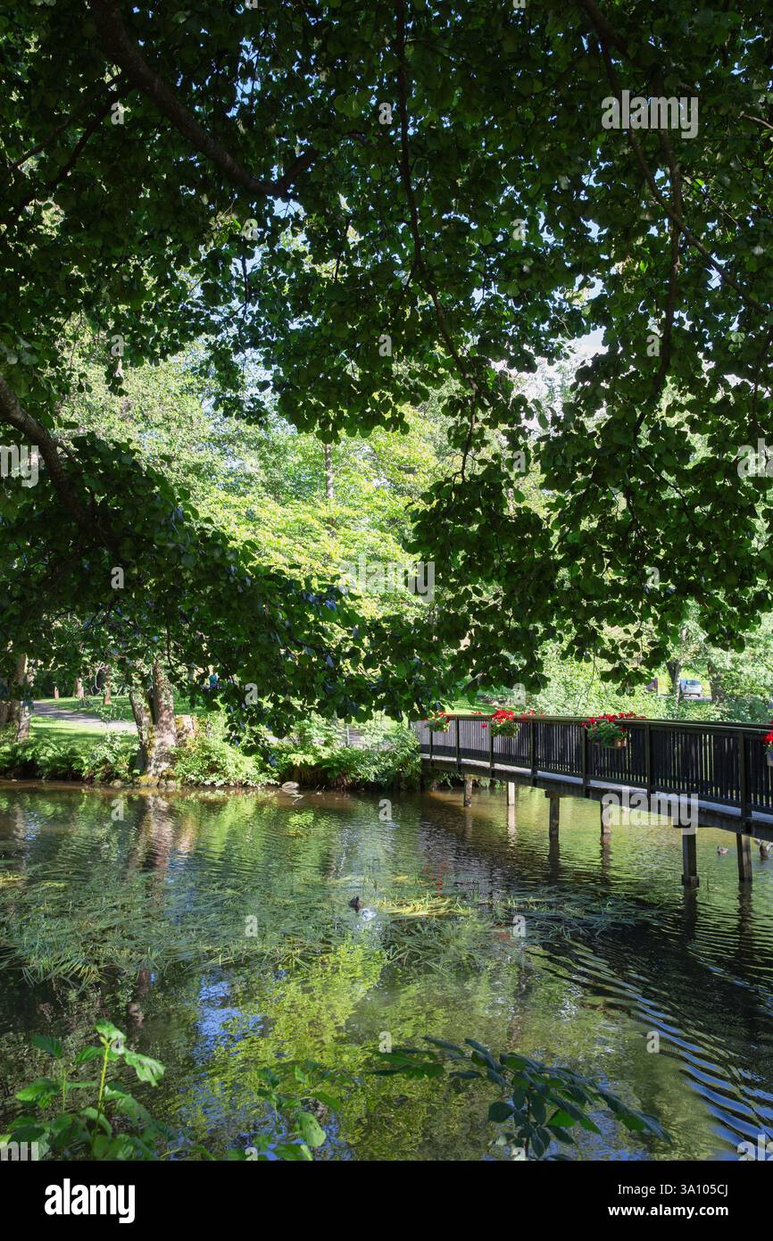 River and trees in the park in the city of Fiskars, Finland Stock Photo ...