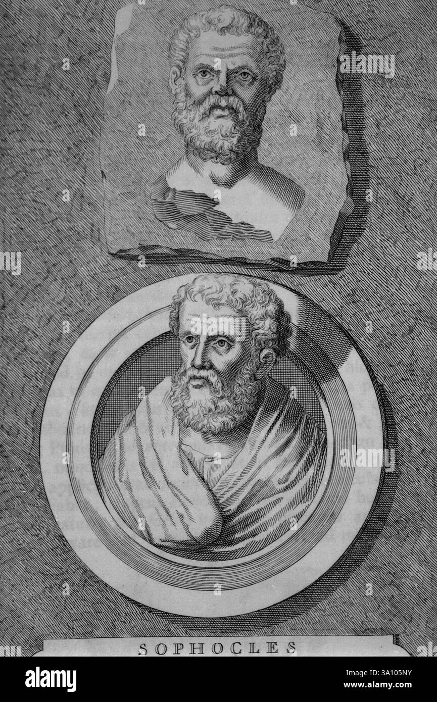 Greek tragedian Sophocles head, engraving, 1700s Stock Photo - Alamy