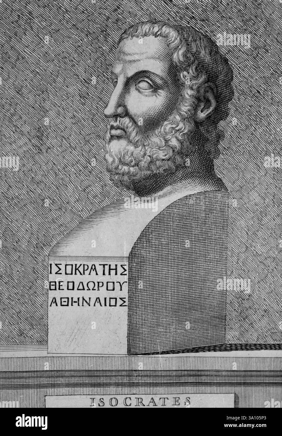 Greek rhetorician Isocrates bust, engraving, 1700s Stock Photo - Alamy