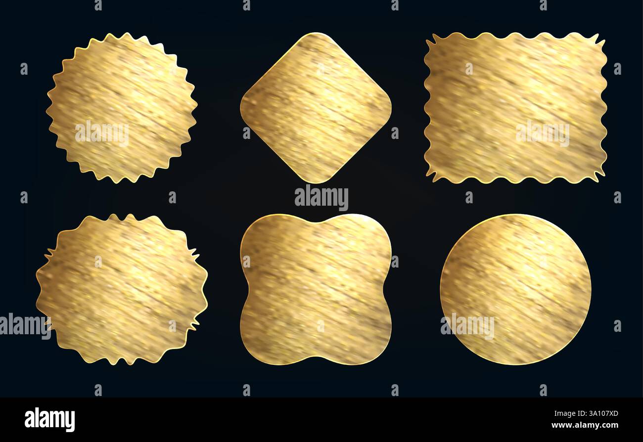 Gold foil stickers in various geometric shapes - circular, square and ...