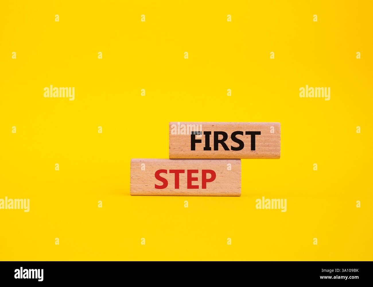First step symbol. Wooden blocks with words First step. Beautiful ...