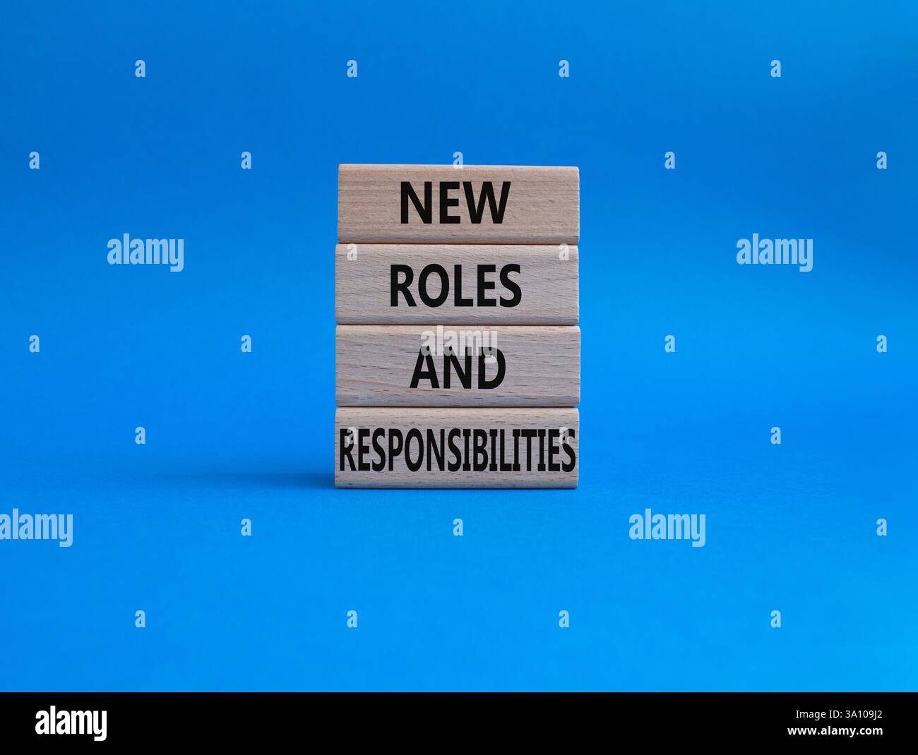 New roles and responsibilities symbol. Wooden blocks with words 'New ...