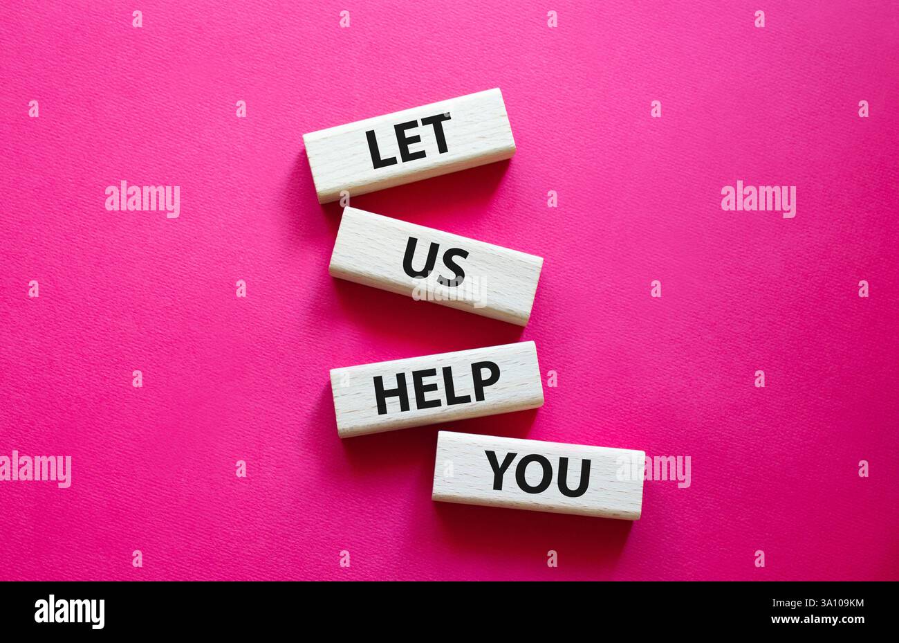Let us help you symbol. Wooden blocks with words Let us help you ...
