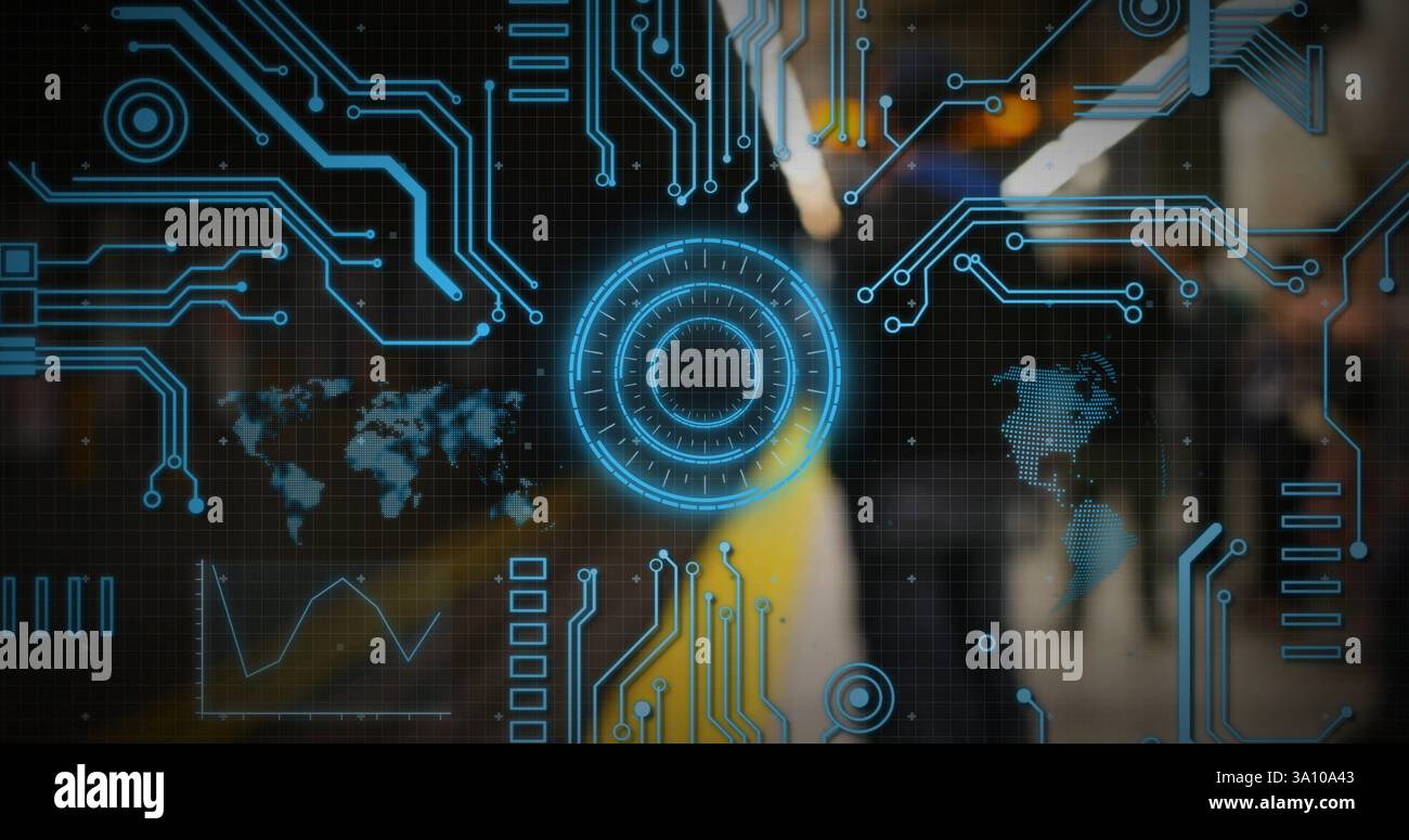 Image of scope scanning over network of connections and underground Stock Photo - Alamy