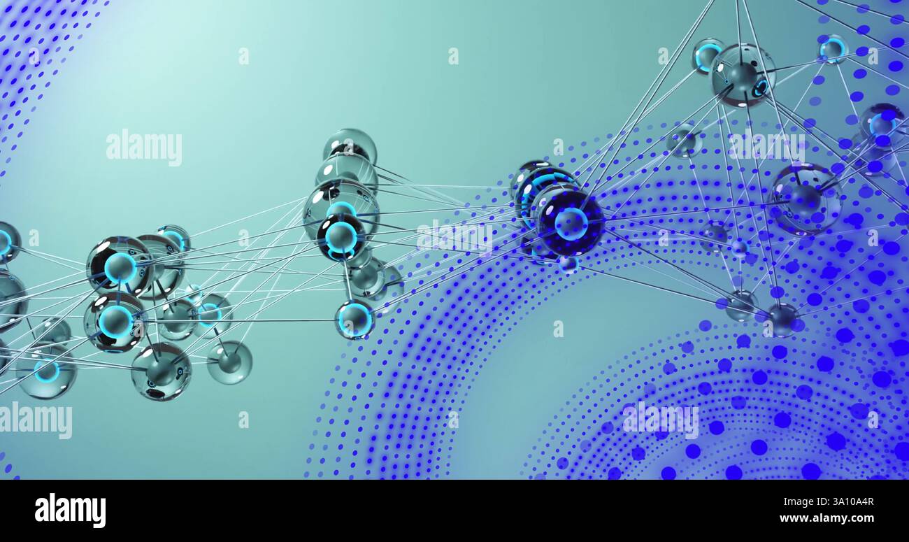 Abstract image of interconnected nodes and blue dots forming network ...