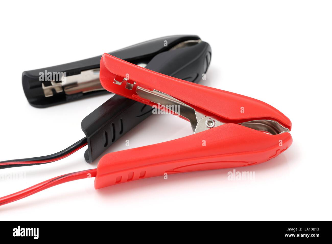 alligator clips for charging car batteries on white background Stock ...