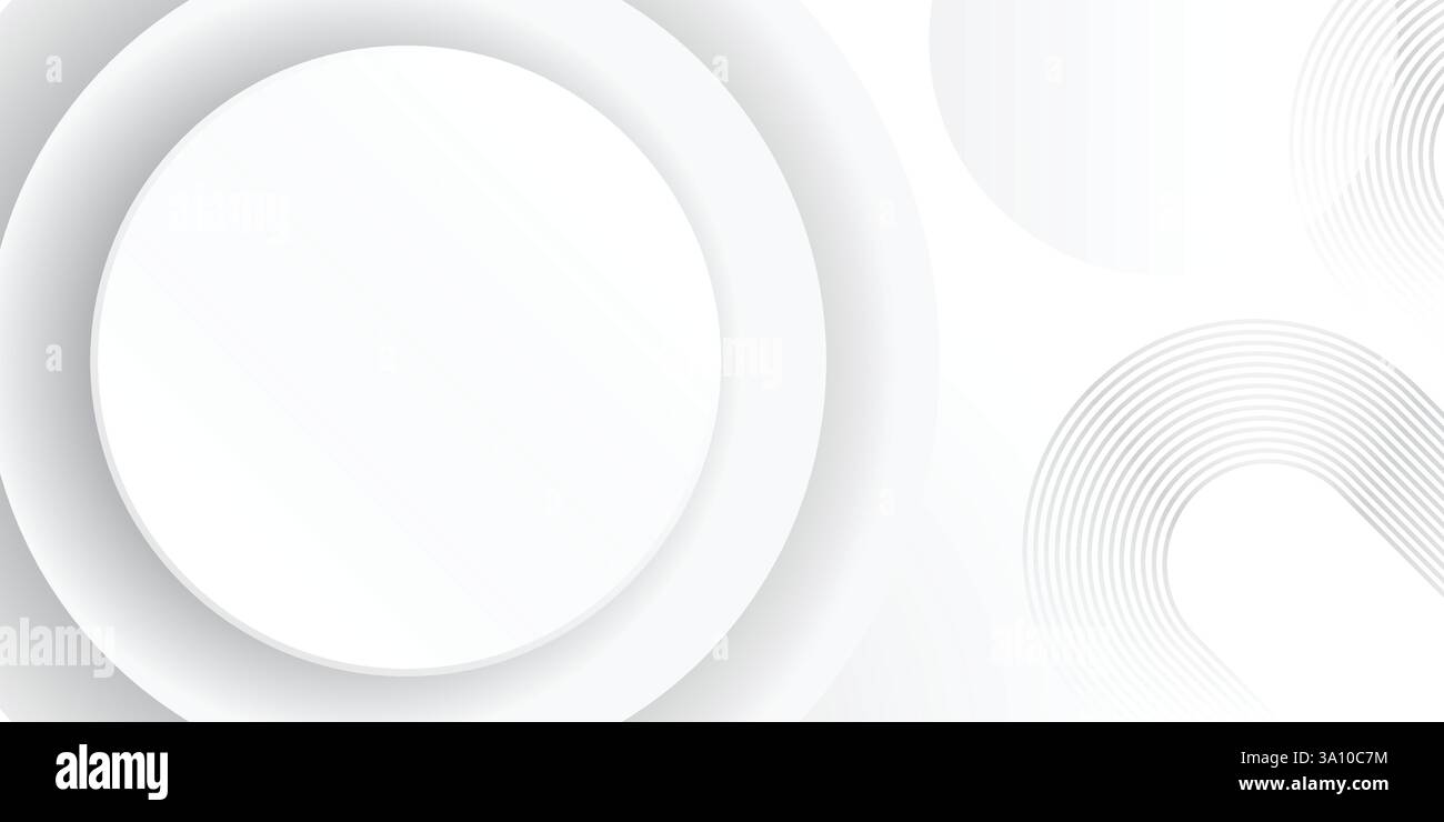 White abstract background. Modern circle lines pattern. Futuristic concept. Minimal geometric ...