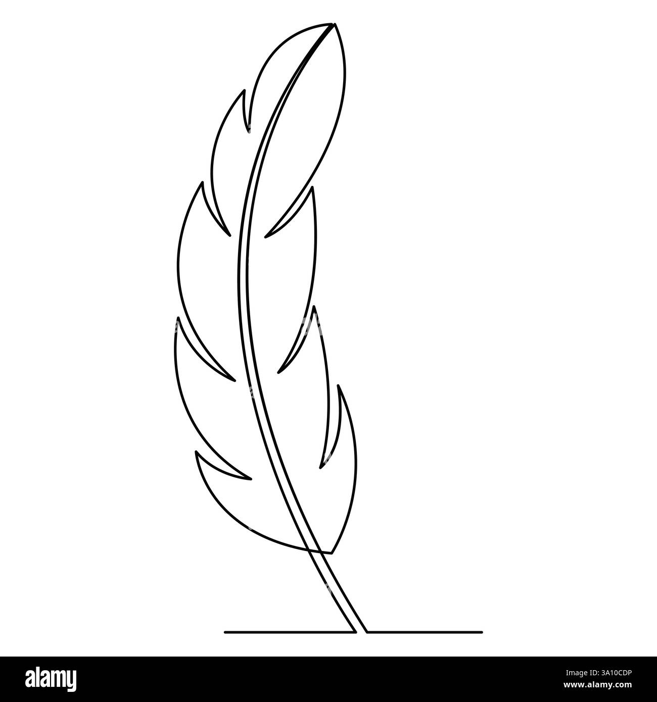 Bird feather continuous single line hand drawn to outline vector art ...