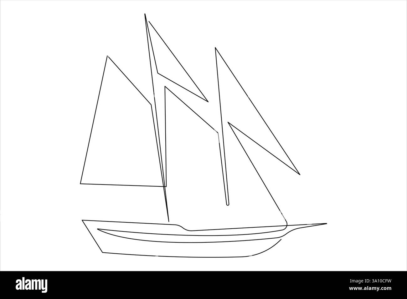 One continuous line art drawing of sailboat design travel tourism ...