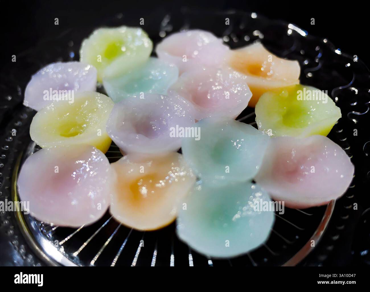 Thai dessert snack, Floral Rice Cakes or Kanom Nam Dok Mai, pastel ...