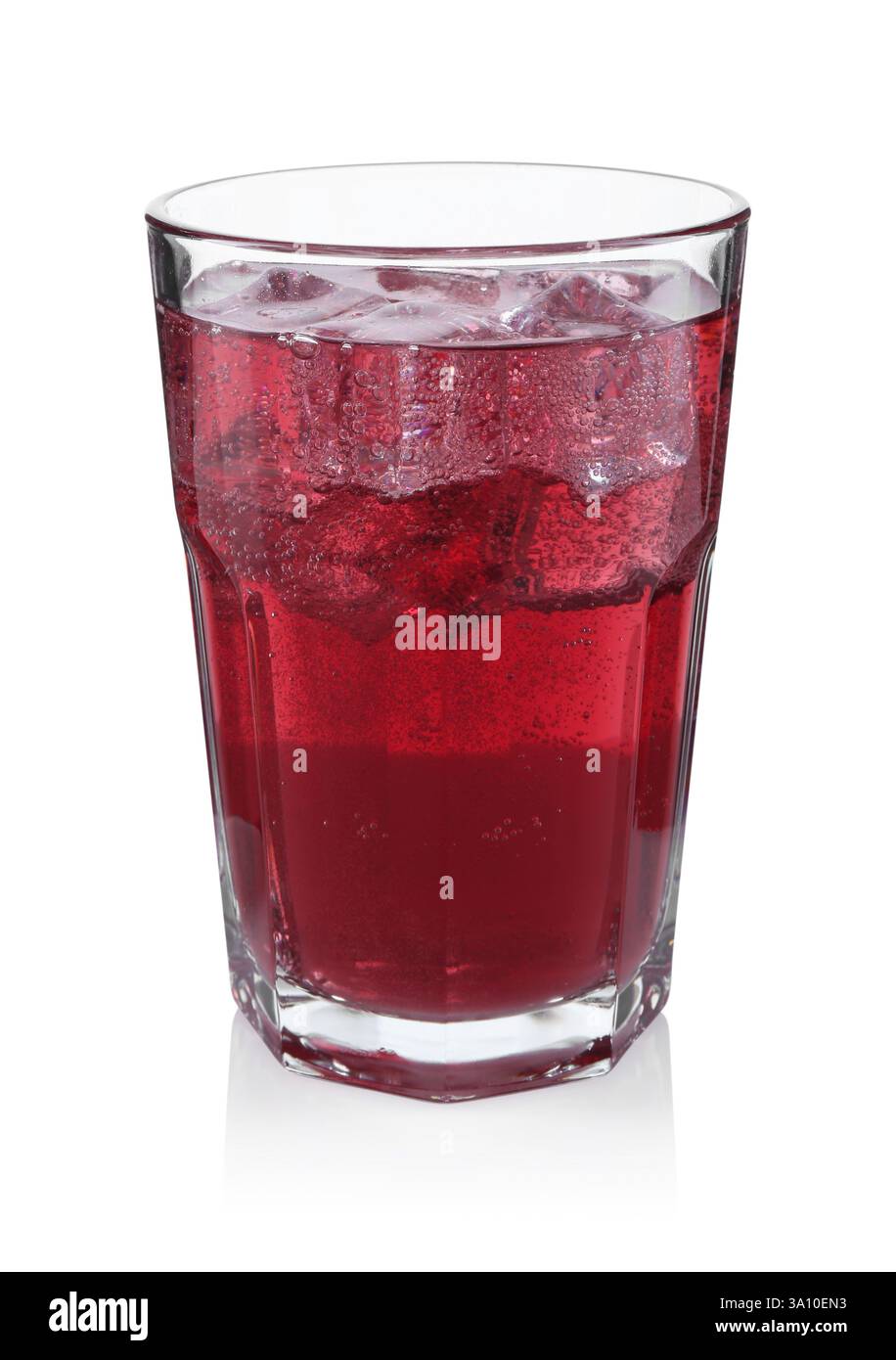 Sweet soda water with ice cubes in glass isolated on white Stock Photo ...
