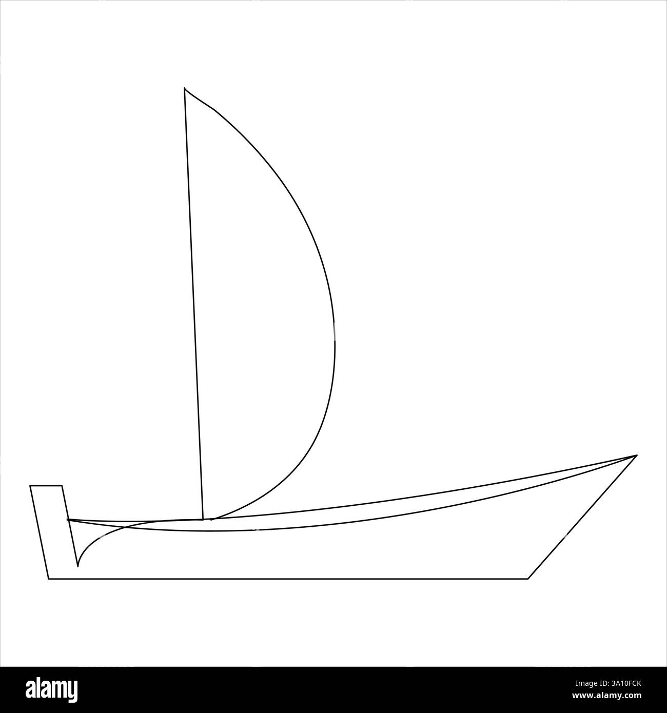 Continuous one line art drawing sailboat vector and cute boat sketch ...