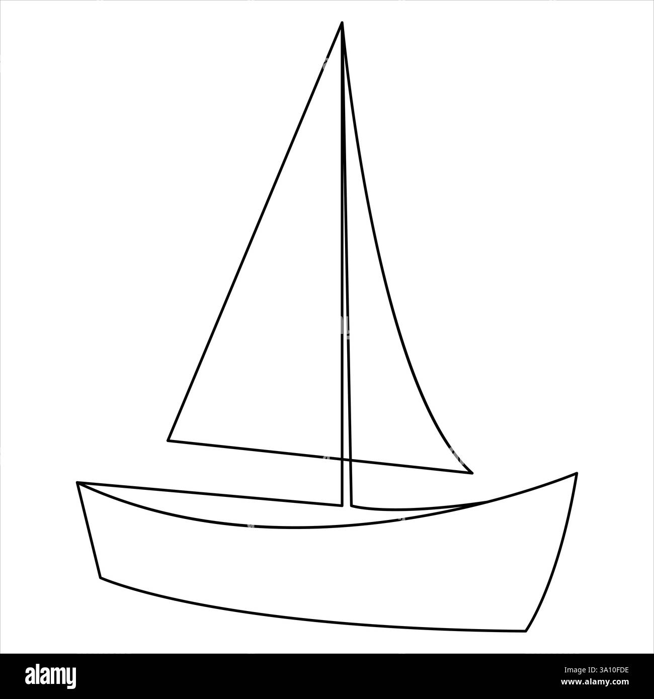 Continuous one line art drawing sailboat vector and cute boat sketch ...