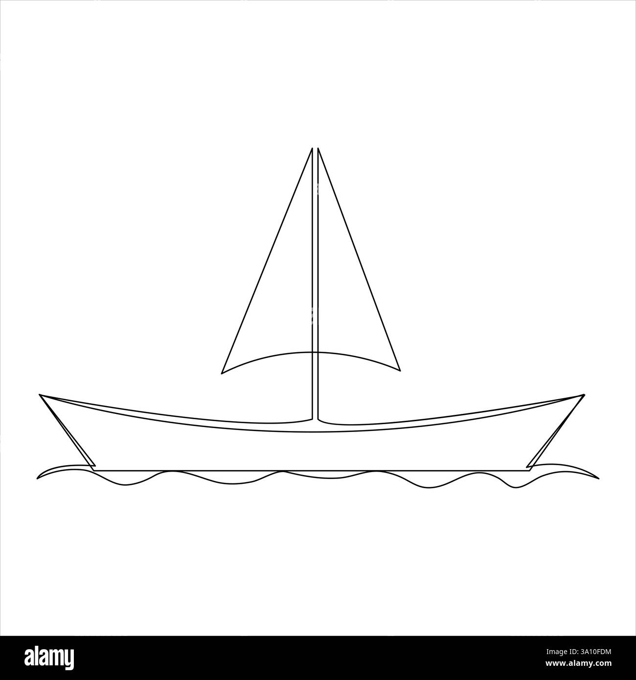 Continuous one line art drawing sailboat vector and cute boat sketch ...
