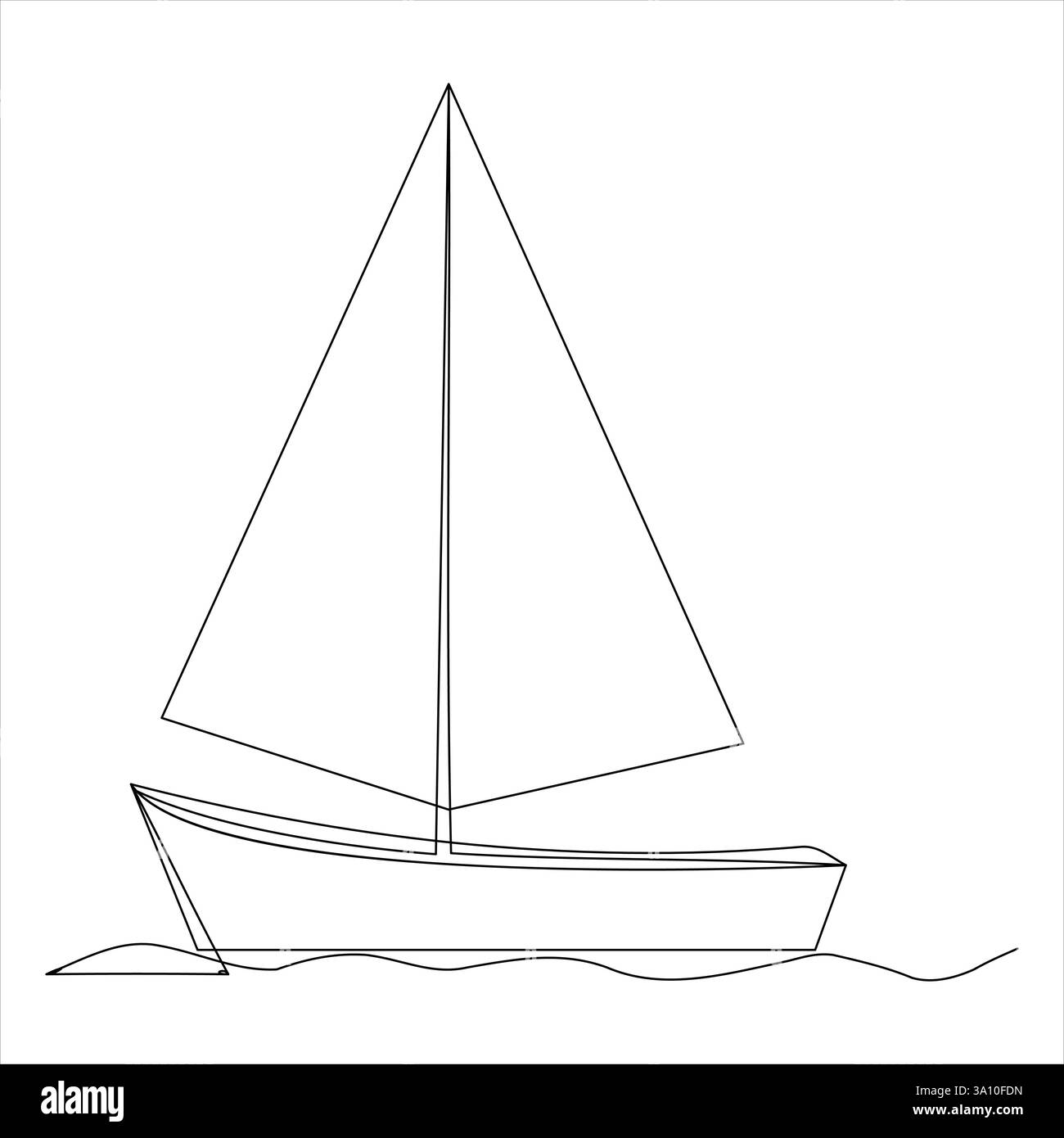 Continuous one line art drawing sailboat vector and cute boat sketch ...