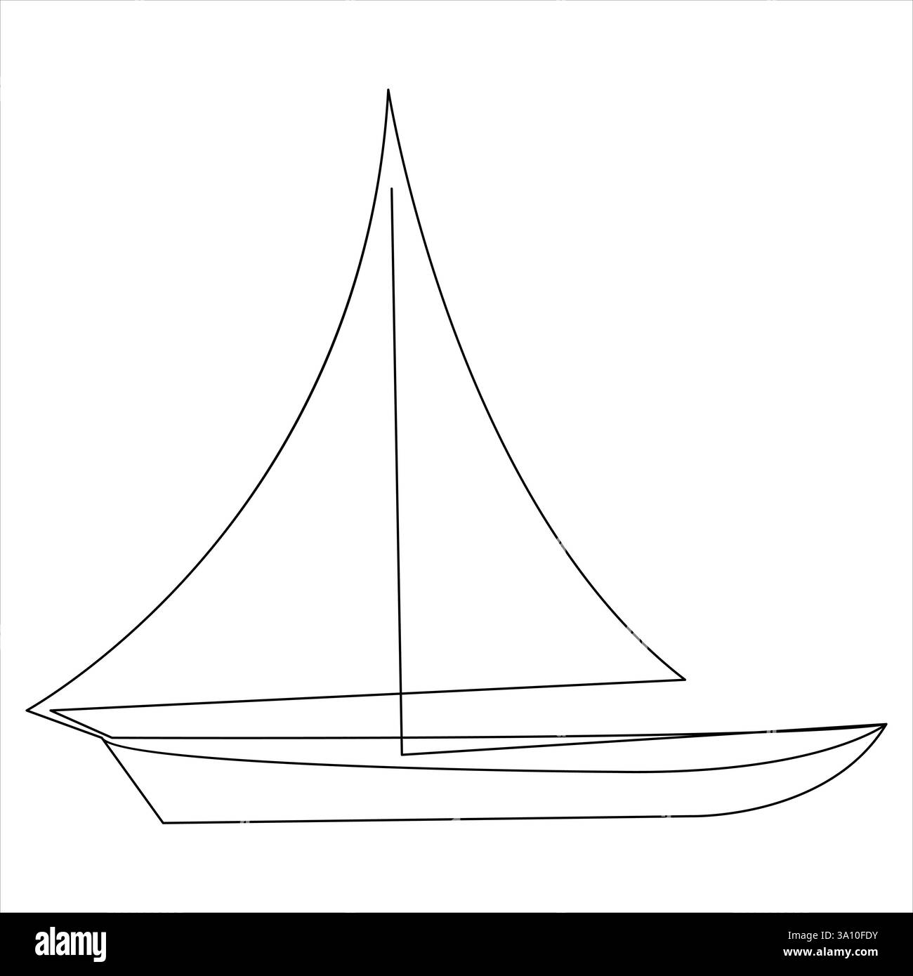Continuous one line art drawing sailboat vector and cute boat sketch outline illustration Stock ...