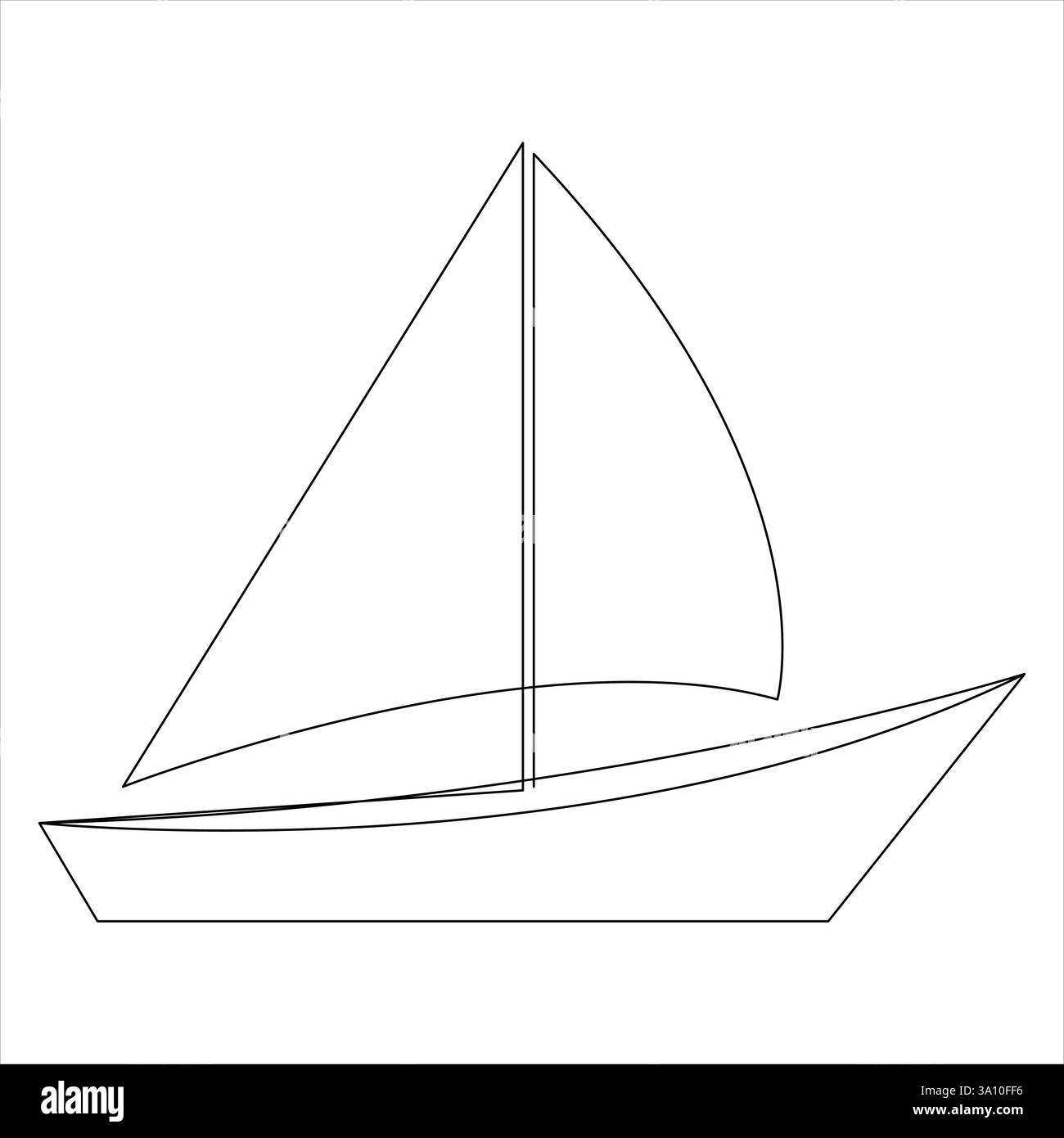 Continuous one line art drawing sailboat vector and cute boat sketch ...
