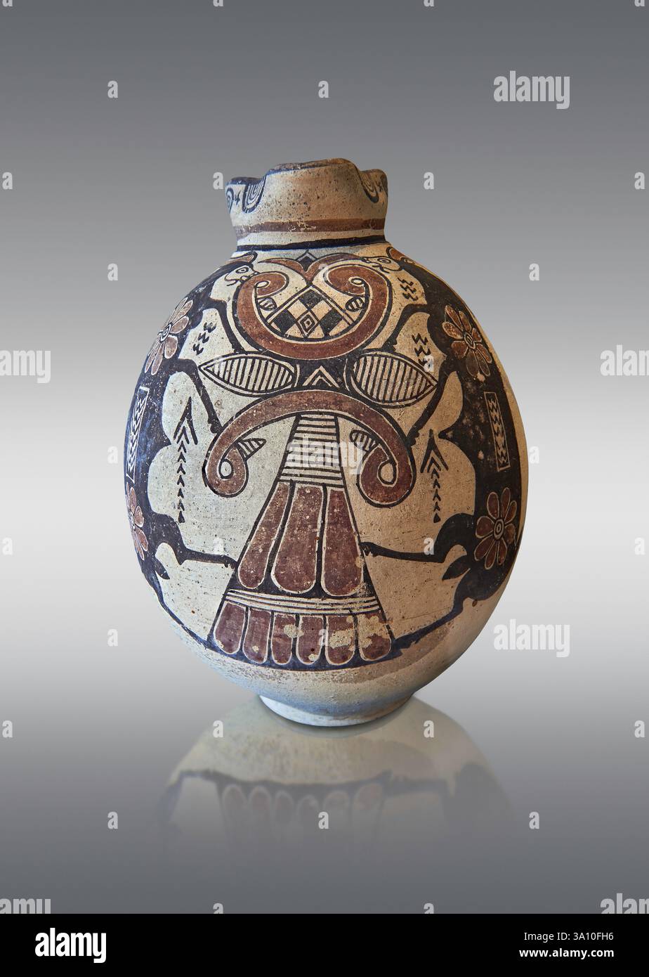 Ancient Greek Cypriot pottery Jar with painted decorative stylised ...