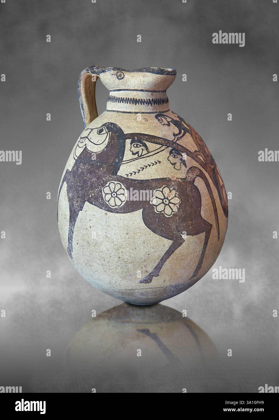 Ancient Greek Cypriot pottery Jug with painted horse and chariot ...