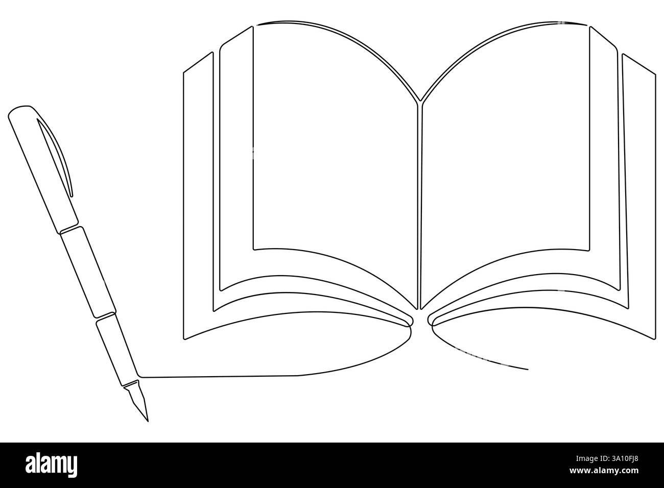 One continuous line art drawing of book outline vector art illustration ...