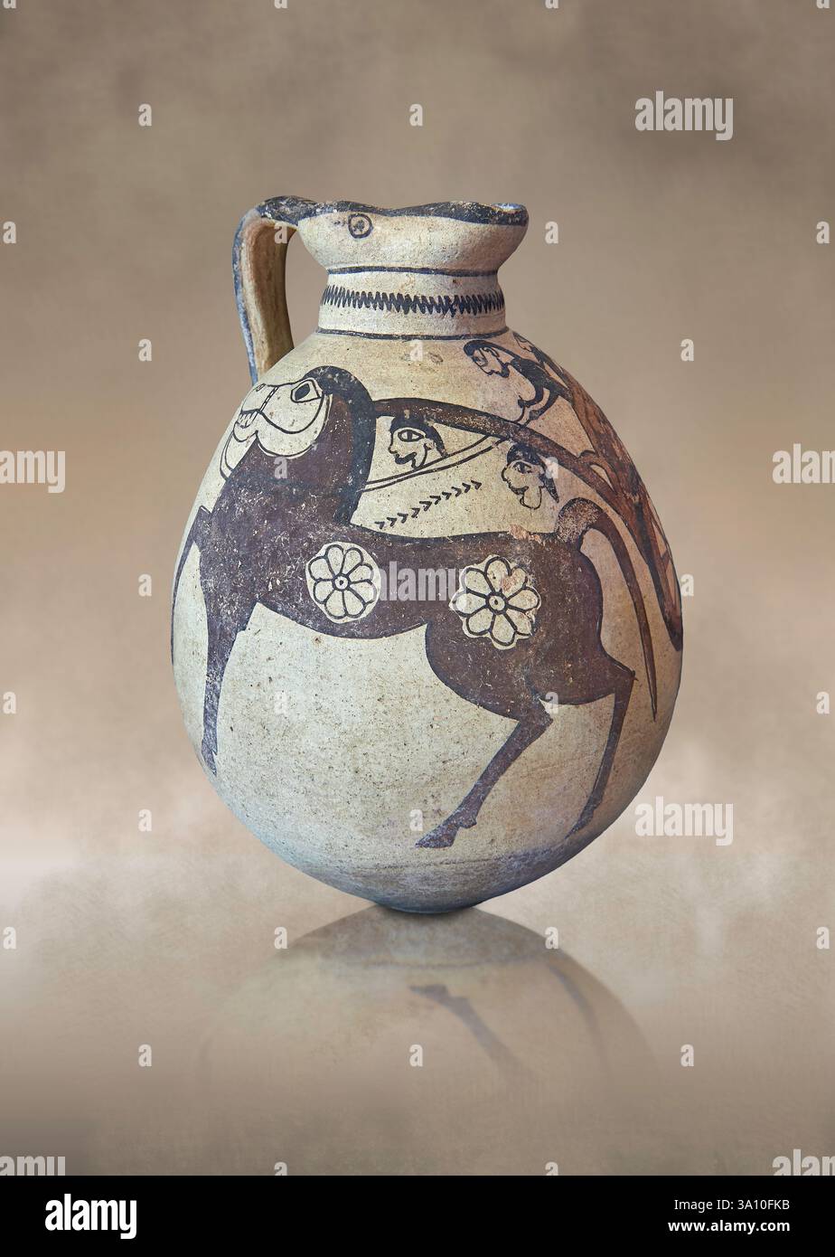 Ancient Greek Cypriot pottery Jug with painted horse and chariot ...