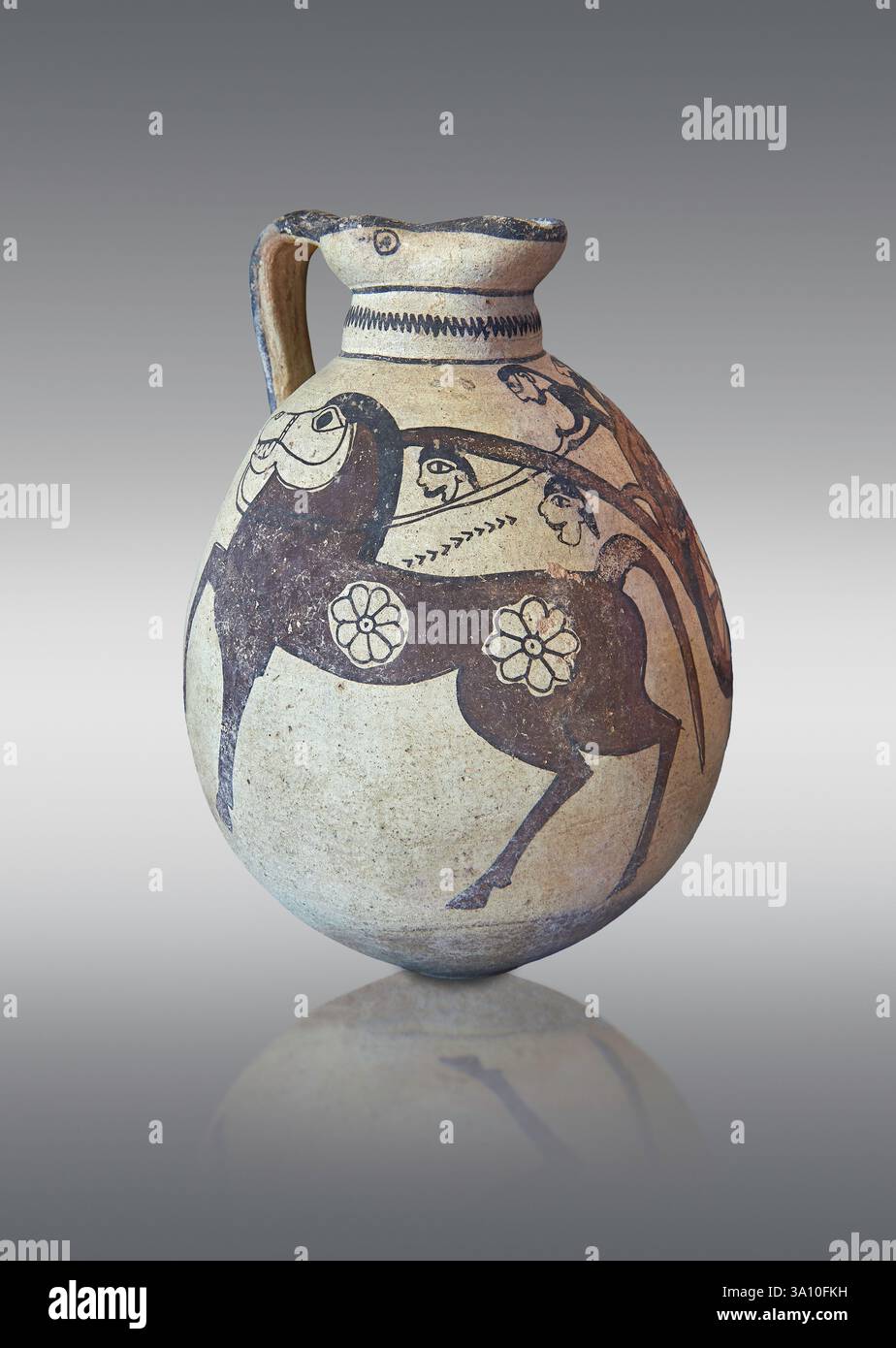Ancient Greek Cypriot pottery Jug with painted horse and chariot ...