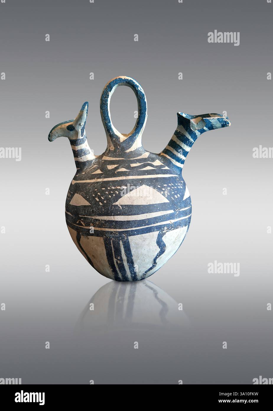 Ancient Greek Cypriot pottery voitive poring vessel with a geomectric ...
