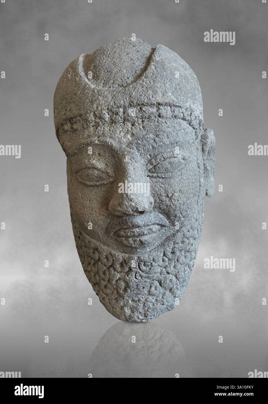 Ancient Archaic Period Greek Cypriot limestone statue head of a male ...
