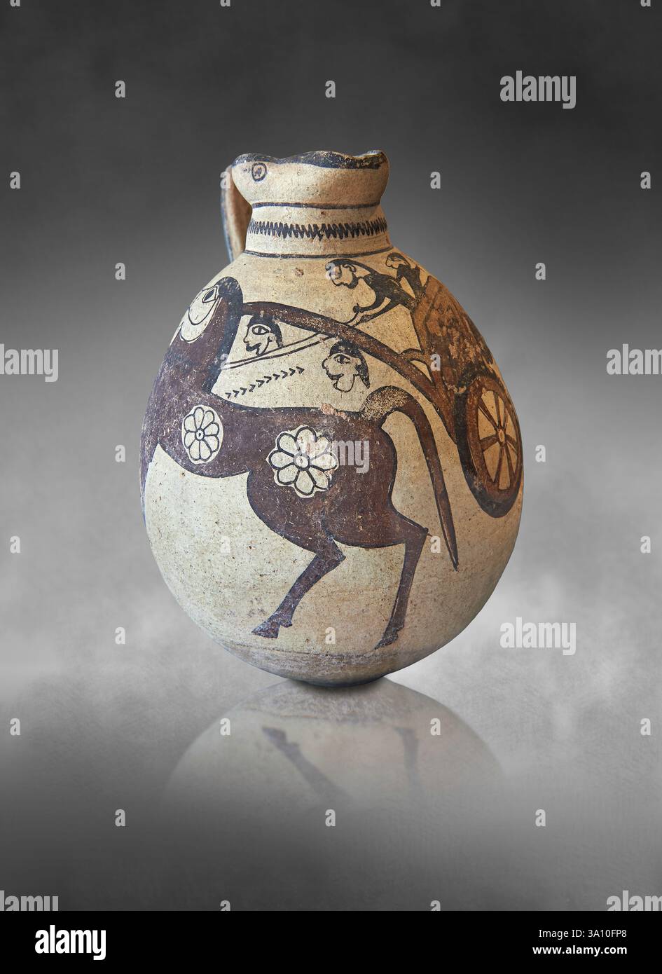 Ancient Greek Cypriot pottery Jug with painted horse and chariot ...