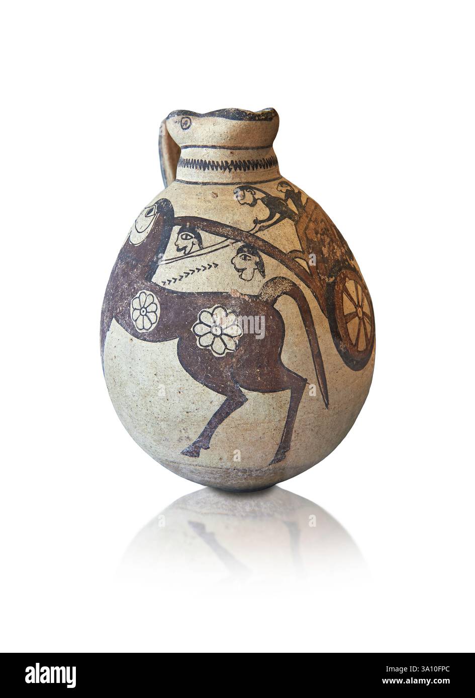 Ancient Greek Cypriot pottery Jug with painted horse and chariot ...