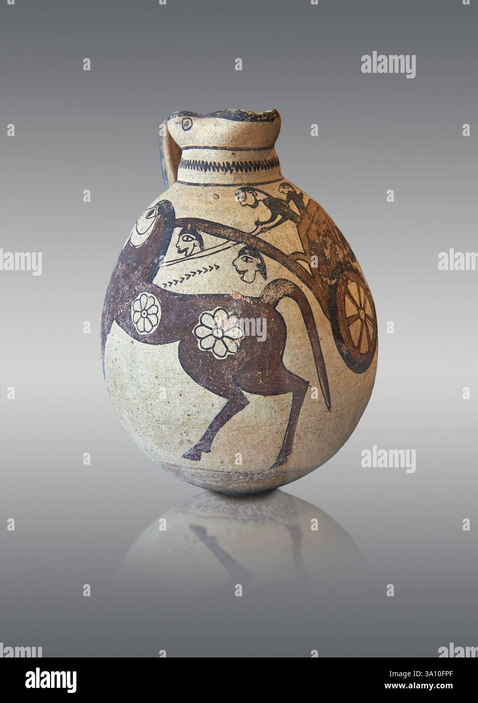 Ancient Greek Cypriot pottery Jug with painted horse and chariot ...
