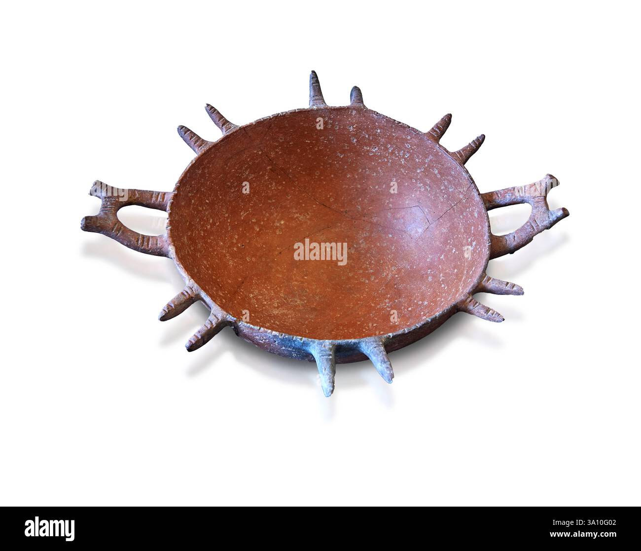 Ancient Greek Cypriot red polished pottery bowl with spike handles ...