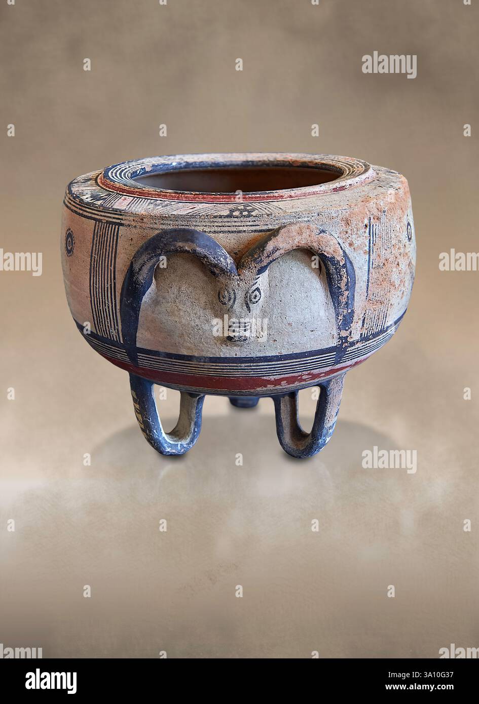 Ancient archaic Greek Cypriot painted pottery ceramic Krater with a ...