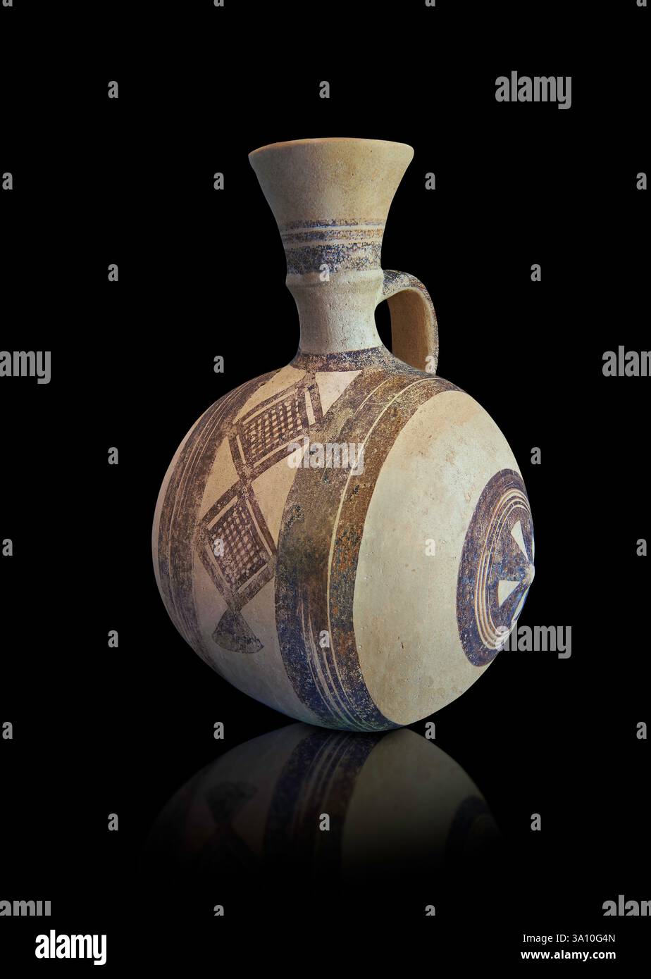 Ancient Greek Cypriot geometric pottery Jug with a dark painted hatched ...