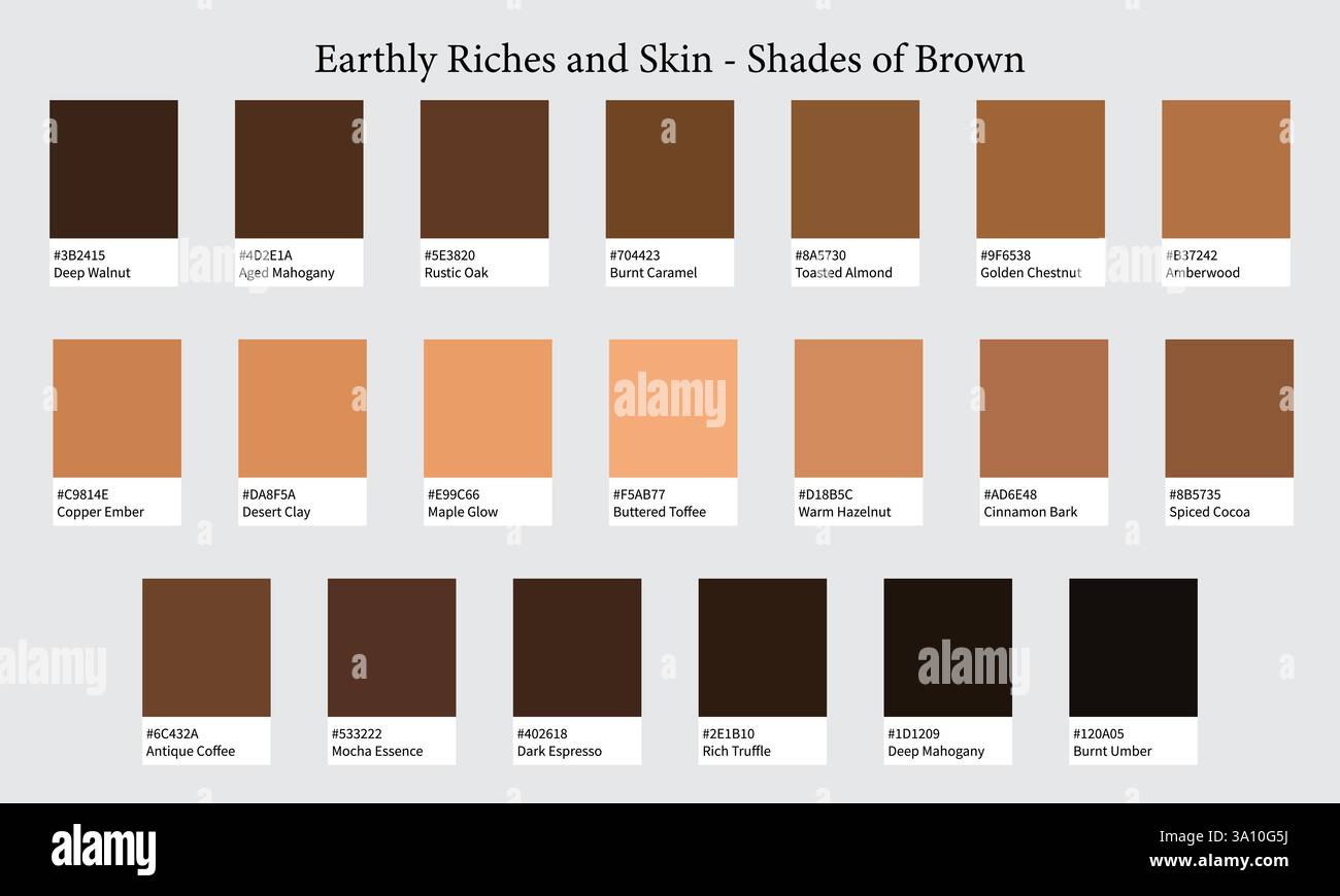 Color Palettes 20 Shades of Brown and Skin - Wood, Soil, Chocolate ...