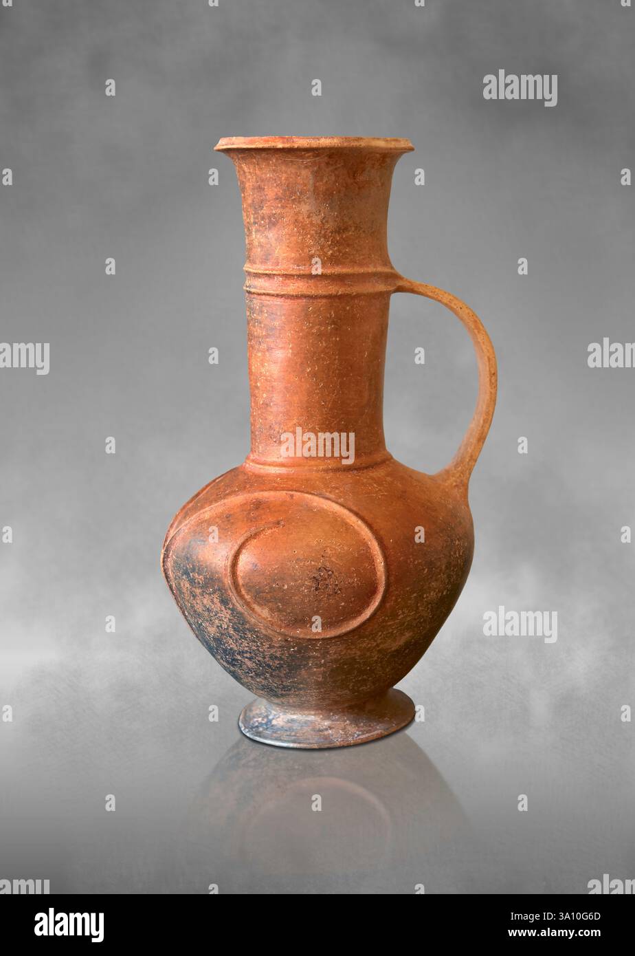 Ancient Greek Cypriot pottery terracotta jug with a relief swirl ...