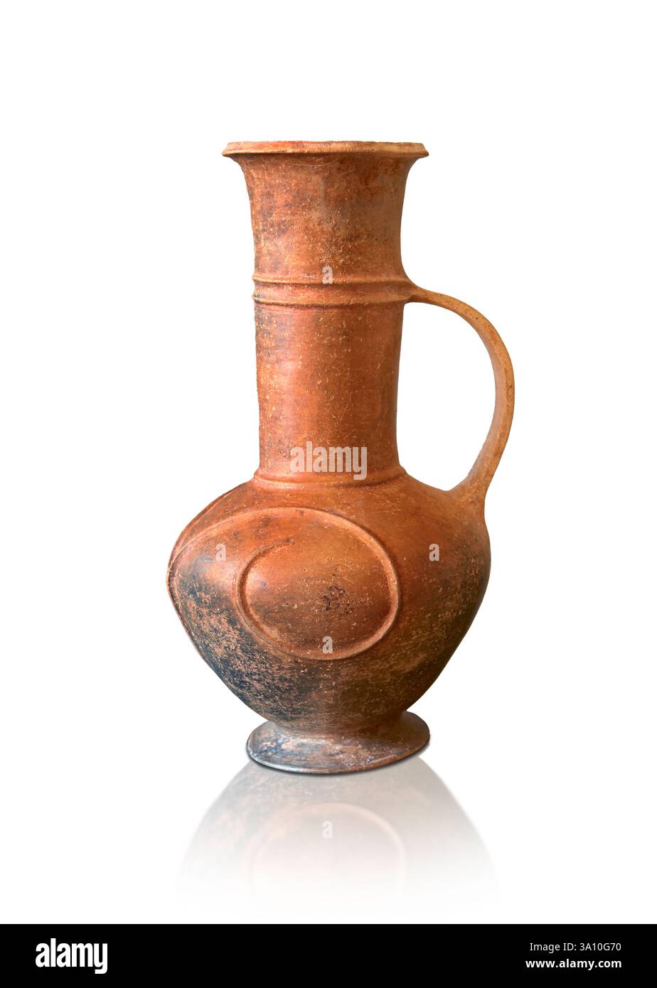 Ancient Greek Cypriot pottery terracotta jug with a relief swirl ...
