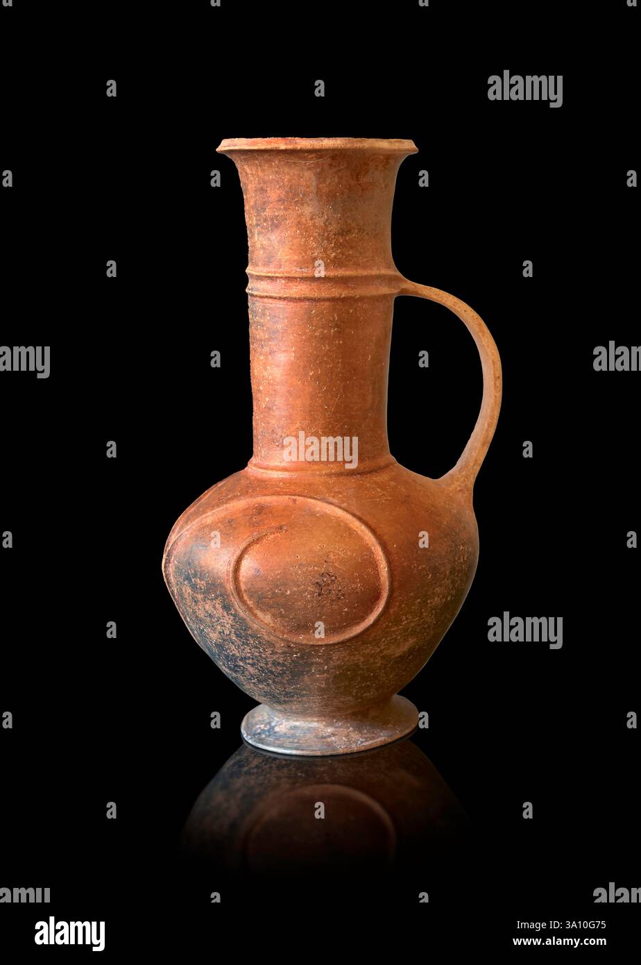 Ancient Greek Cypriot pottery terracotta jug with a relief swirl ...