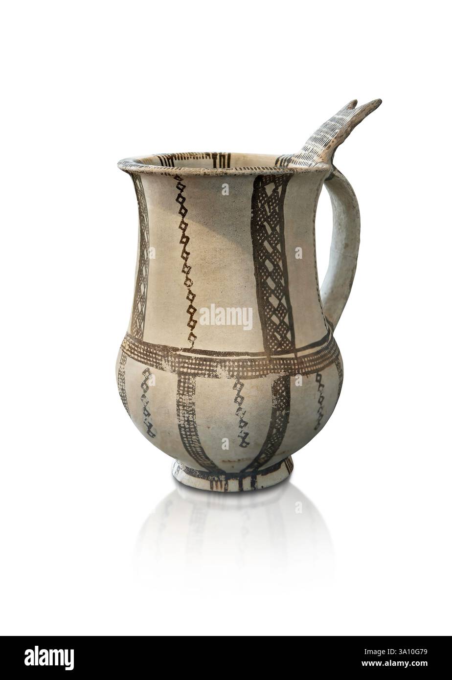 Ancient Greek Cypriot geometric pottery jug with a dark painted ...