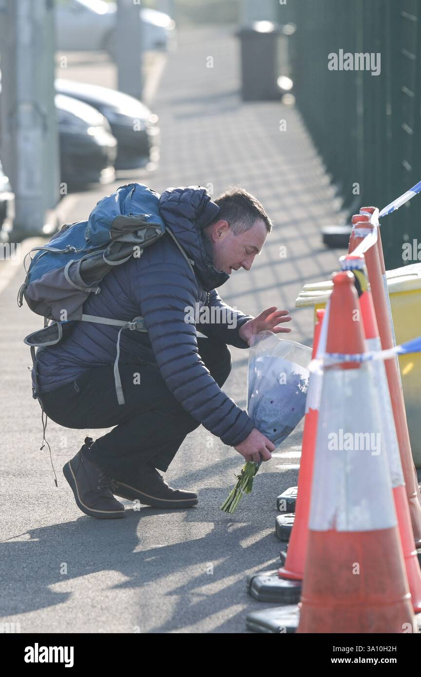 Shap Road, Kendal, Cumbria 6th March 2025: A man has left flowers for a ...