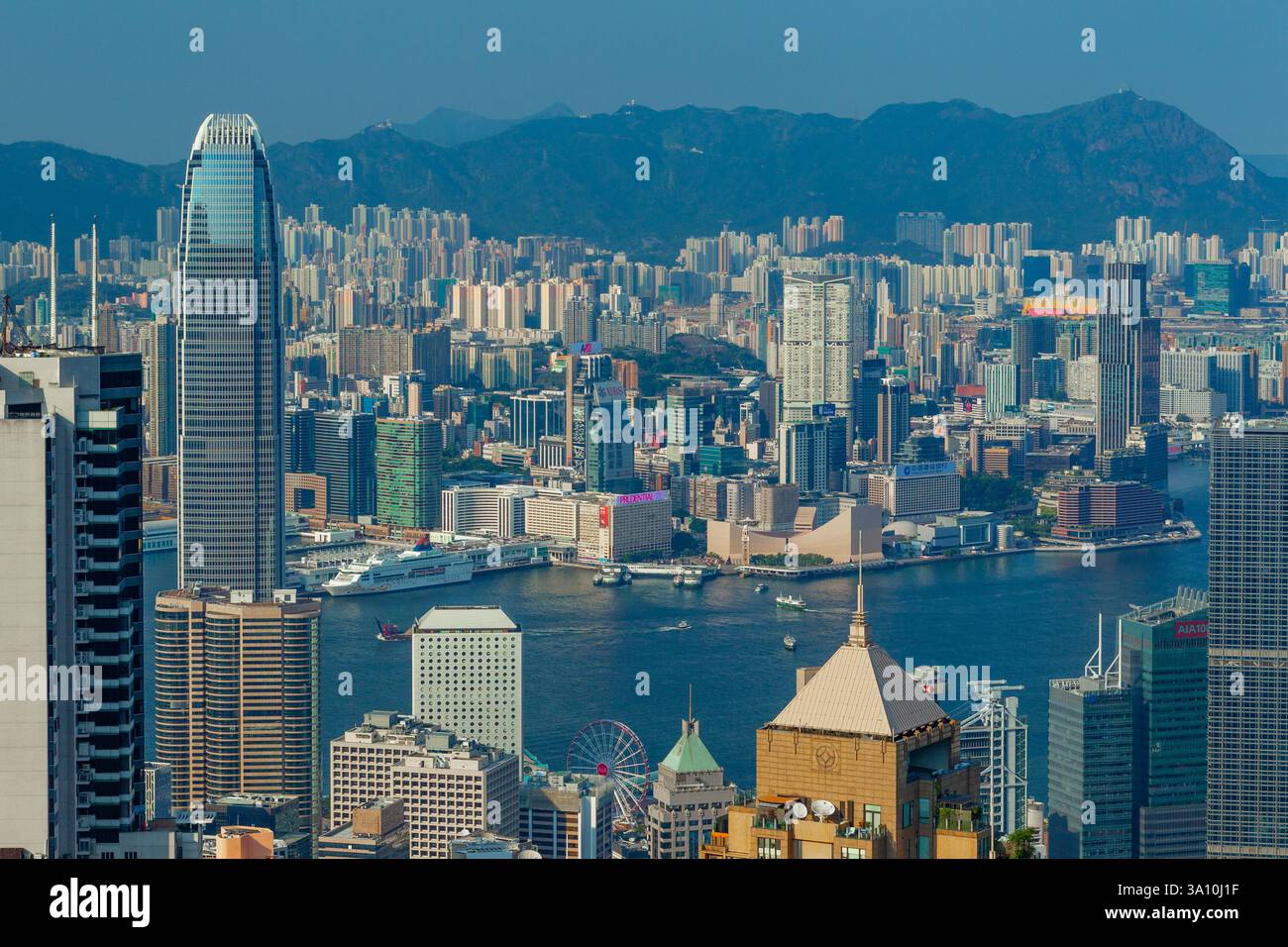 Hong Kong Island (foreground) and Kowloon Island (background) in China ...