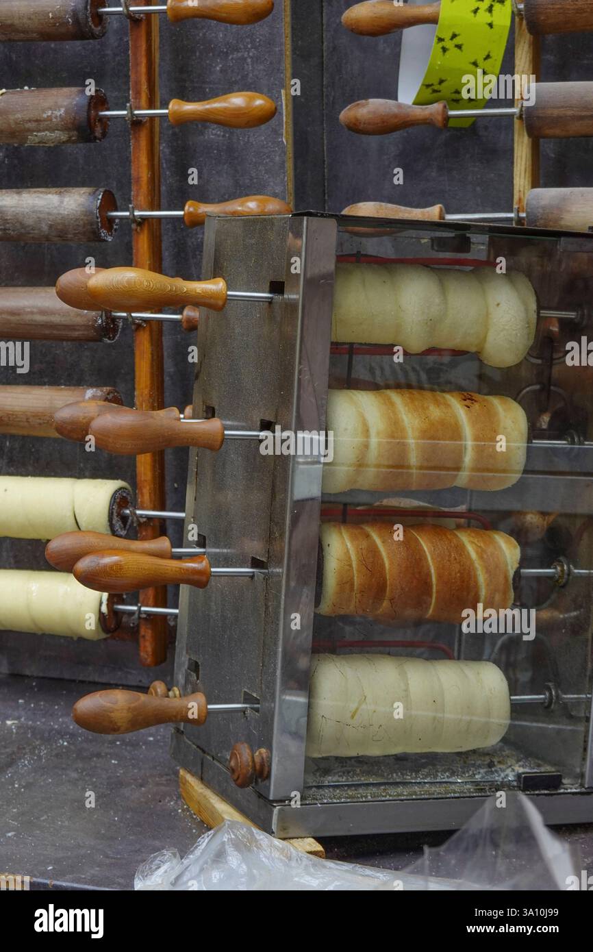 Hungary, Budapest, Kurtoskalacs sales, a national classic pastry, also ...